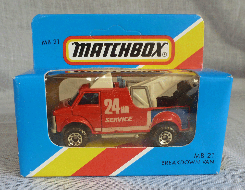 Rockertron Toys. Matchbox Blue Box MB21 Breakdown Van Red