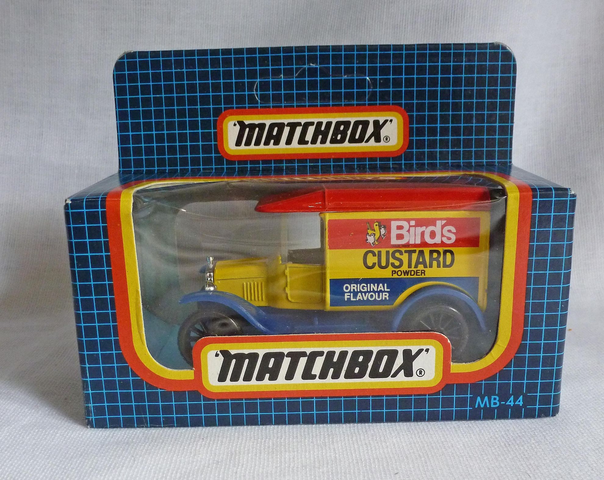 Rockertron Toys. Matchbox Dark Blue Box MB44 Model T Ford "Birds Custard"