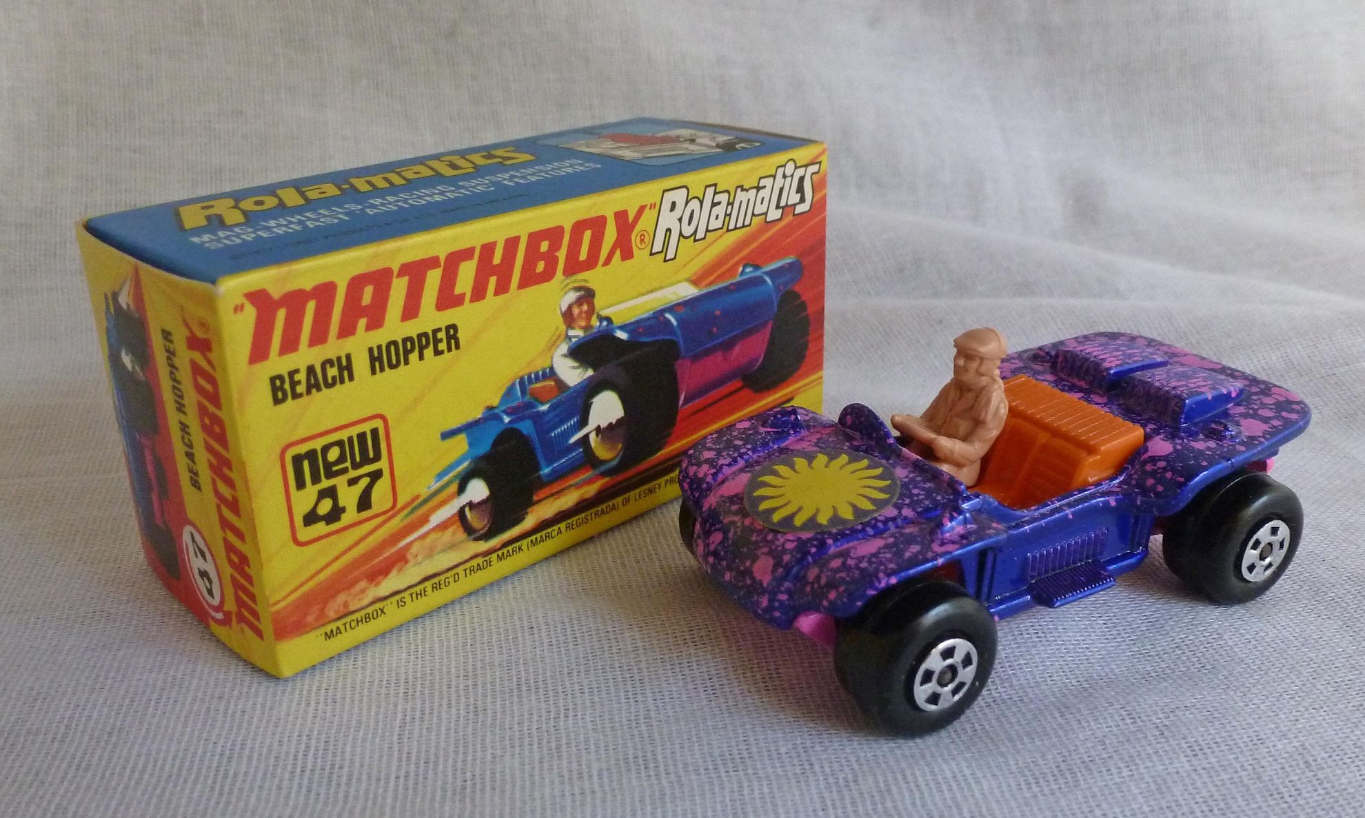 Rockertron Toys. Matchbox Superfast MB47d VW Beach Hopper with Pink Driver