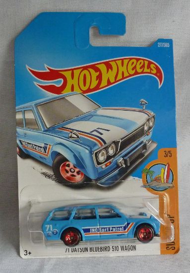 Rockertron Toys. HotWheels '71 Datsun Bluebird 510 Wagon Blue "Surf's ...