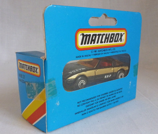 Rockertron Toys. Matchbox Blue Box MB31 Mazda RX7 Black/Gold