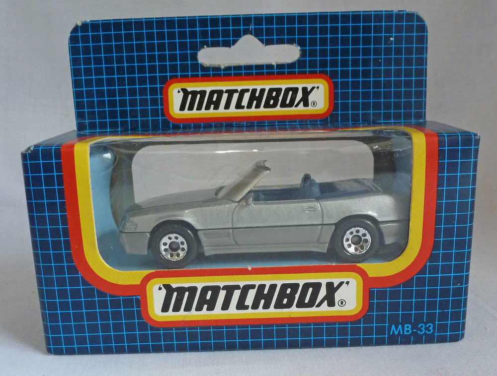 Rockertron Toys. Matchbox Dark Blue Box MB33 Mercedes 500 SL Macau Issue