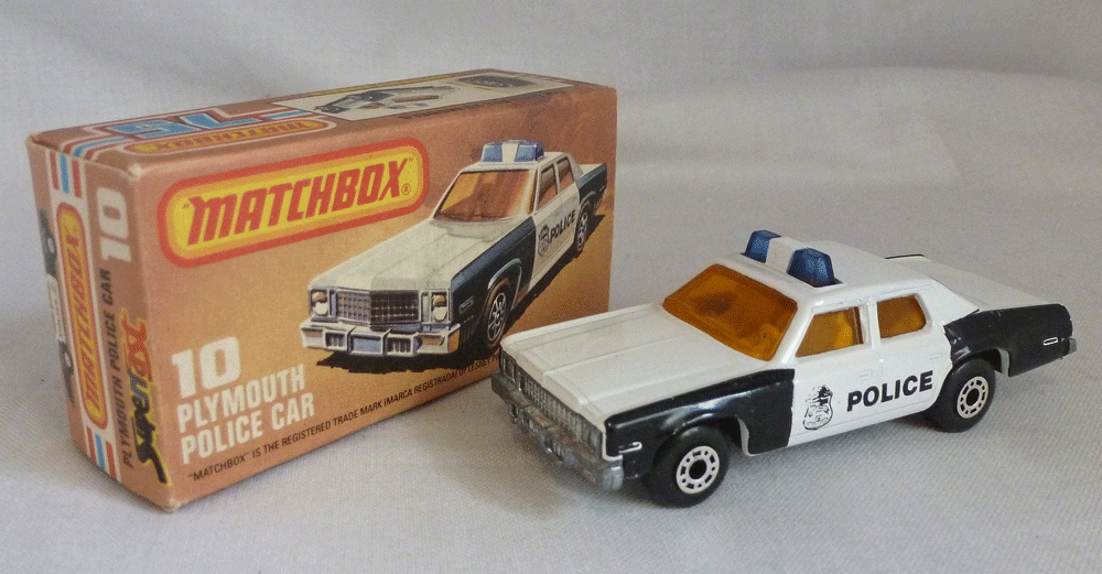 Rockertron Toys. Matchbox Superfast MB10f Plymouth Police Car