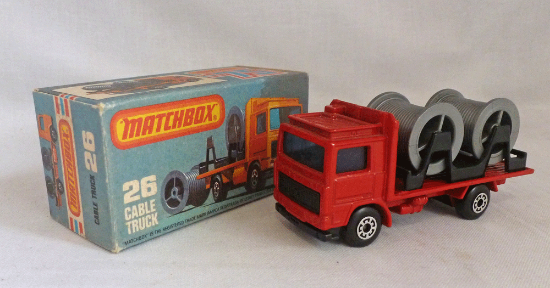 Rockertron Toys. Matchbox Superfast MB26f Volvo Cable Truck Red