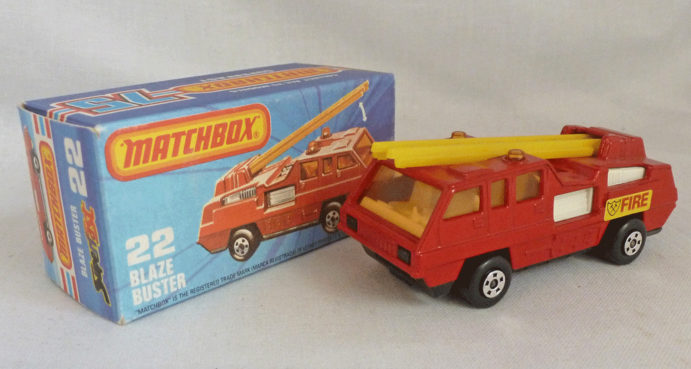 Rockertron Toys. Matchbox Superfast MB22e Blaze Buster Fire Labels K Box