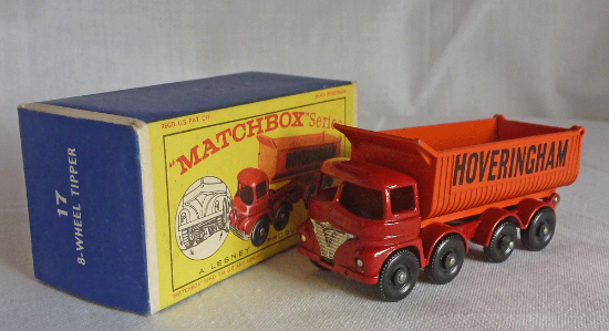 Rockertron Toys. Matchbox Toys MB17d 8 Wheel Tipper Silver Grille D Box