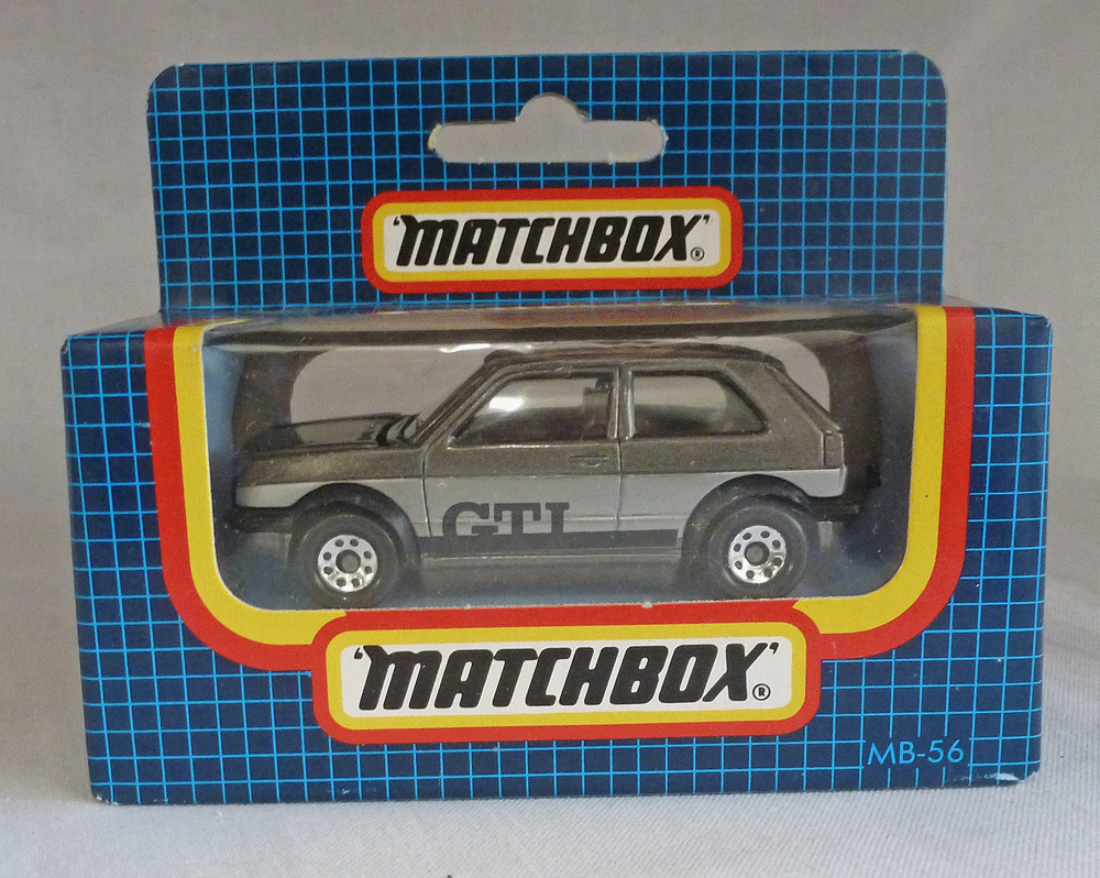 Rockertron Toys. Matchbox Dark Blue Box MB56 VW Golf GTi Silver/Grey