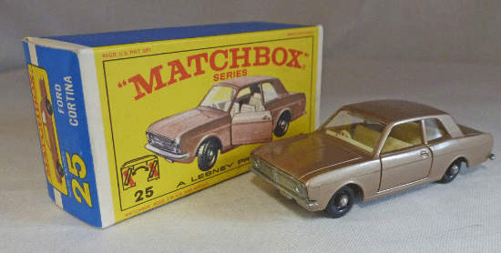 Rockertron Toys. Matchbox Toys MB25d Ford Cortina E Box