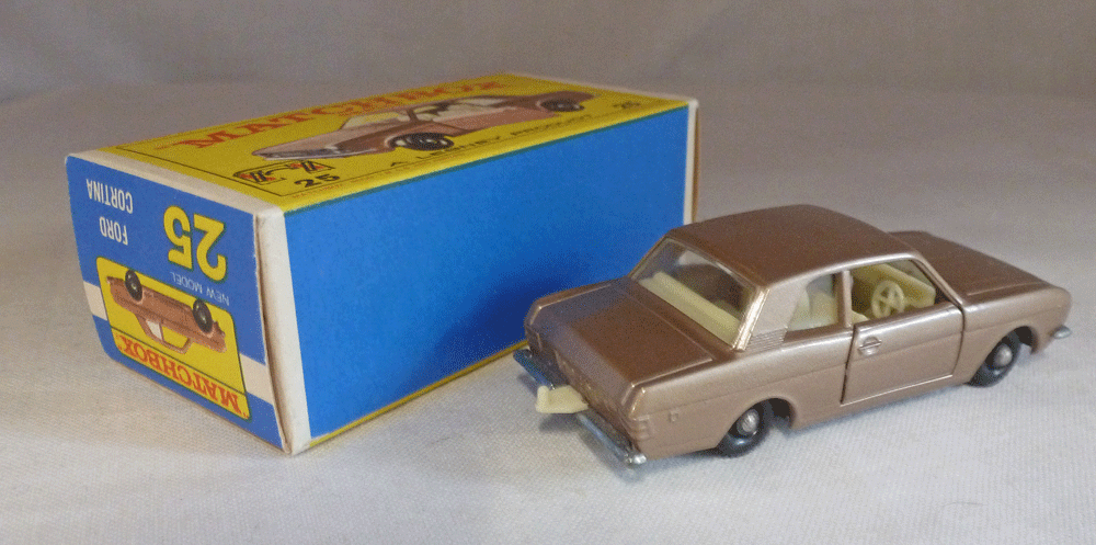 Rockertron Toys. Matchbox Toys MB25d Ford Cortina E Box