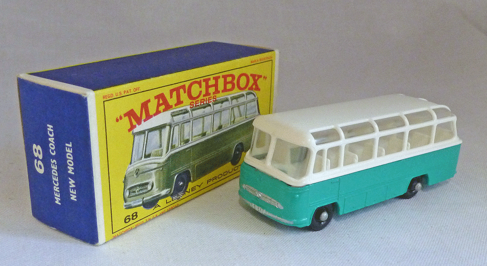 Rockertron Toys. Matchbox Toys MB68b Mercedes Coach TURQUOISE