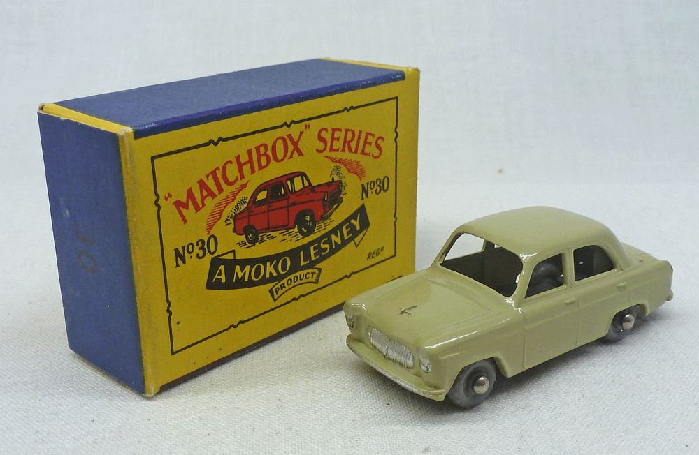 Rockertron Toys. Moko Lesney Matchbox MB30a Ford Prefect with GPW