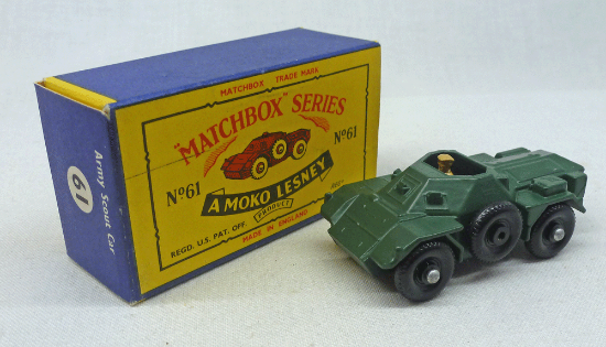 Rockertron Toys. Moko Lesney Matchbox MB61a Ferret Scout Car B5 Box