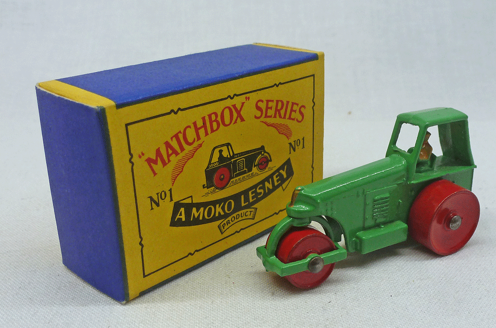 Rockertron Toys. Moko Lesney Matchbox MB1b Diesel Road Roller B1 Box