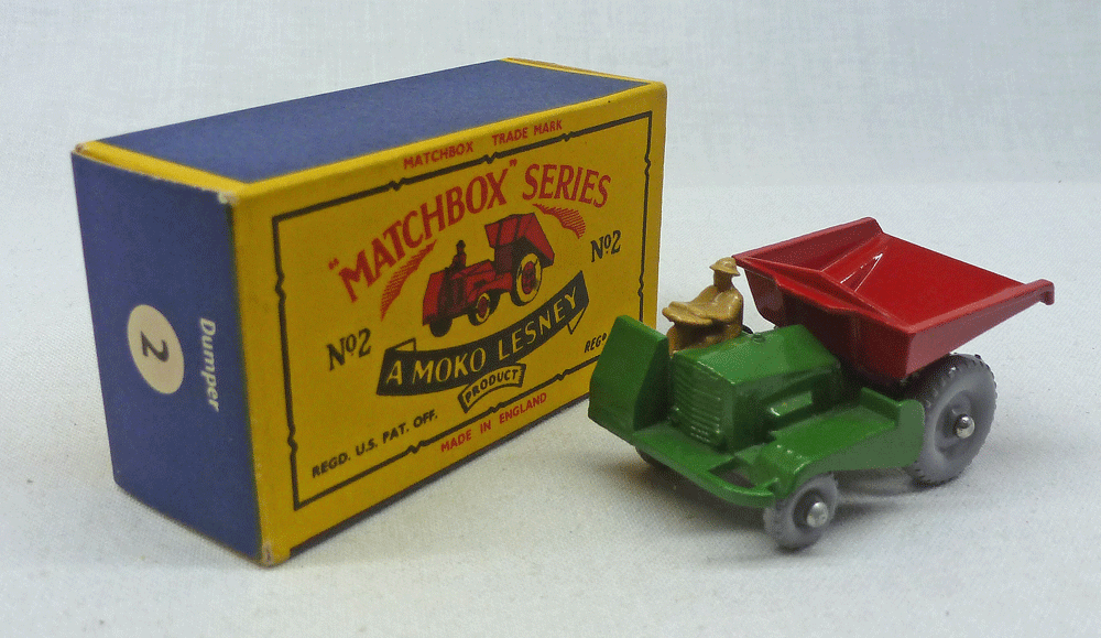 Rockertron Toys. Moko Lesney Matchbox MB2b Site Dumper with GPW B5 Box