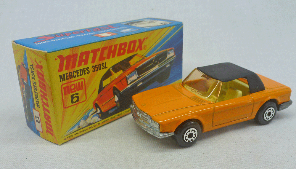 Rockertron Toys. Matchbox Superfast MB6e Mercedes 350 SL Orange with 5 ...